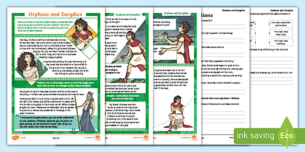 Orpheus and Eurydice Differentiated Reading Comprehension Activity