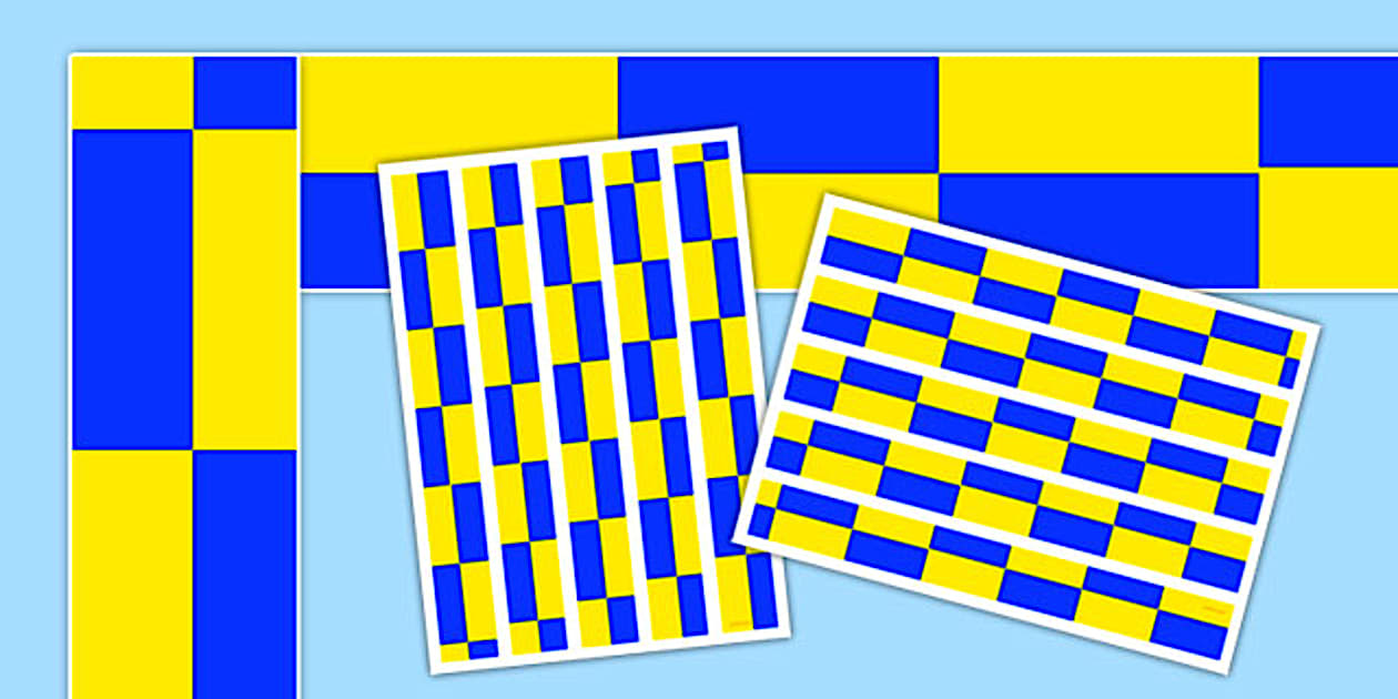 Police Car Blue and Yellow Check Display Borders - Twinkl