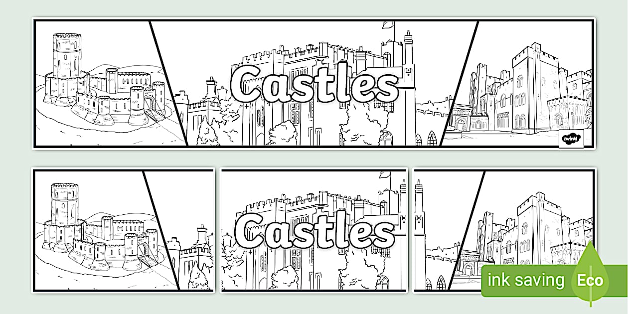 Castles Colouring Display Banner - Twinkl