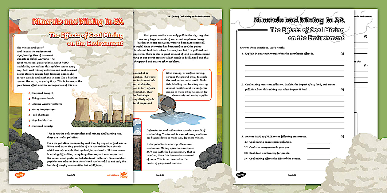 The Effects of Coal Mining on the Environment - Activity Sh