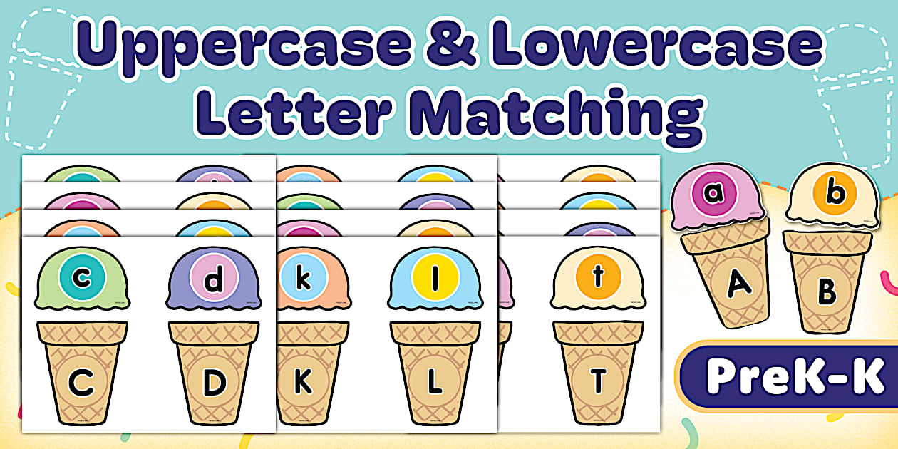 Ice Cream Uppercase and Lowercase Letter Matching Activity for PreK-K