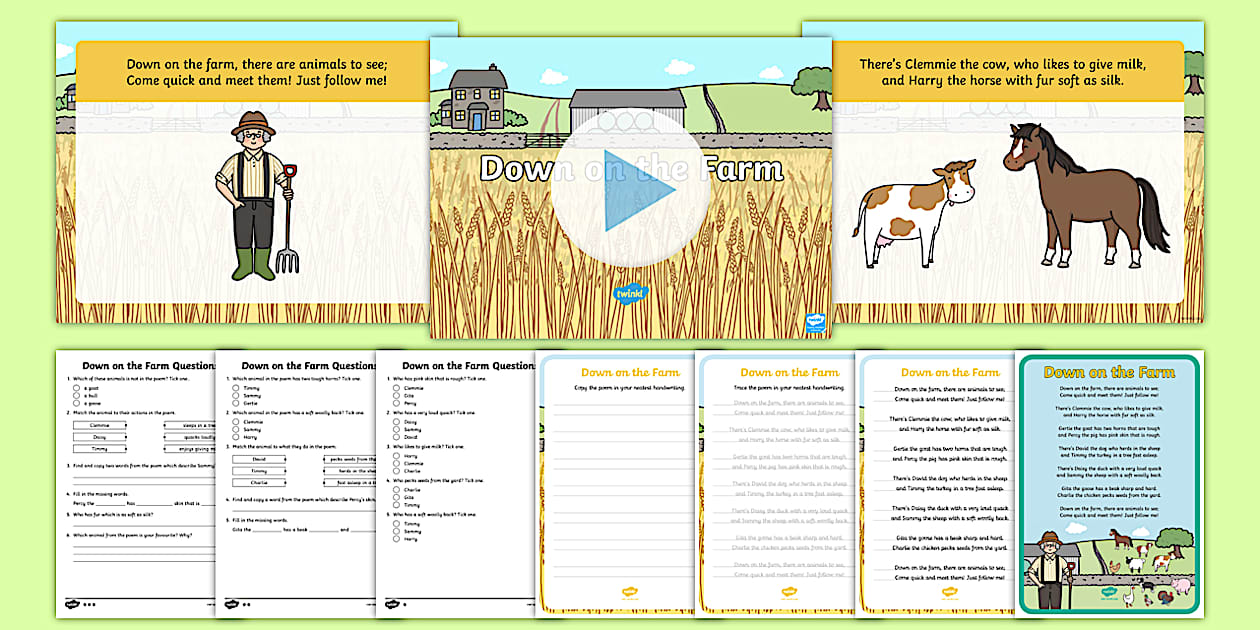 Down On The Farm Poem Pack (teacher made) - Twinkl