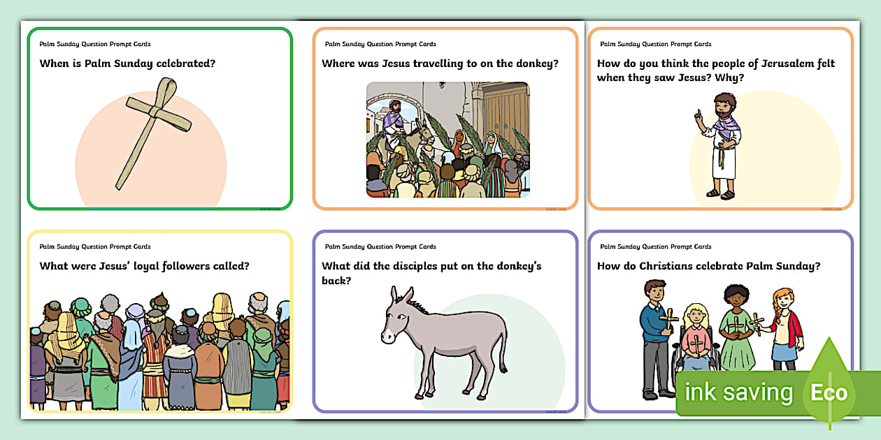 Palm Sunday Question Prompt Cards - KS1 - Religion - Twinkl