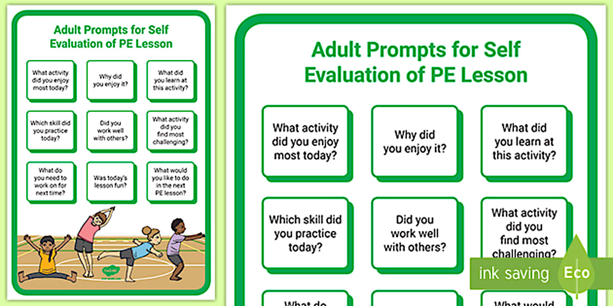 Prompts for Self Evaluation of PE Lessons (teacher made)