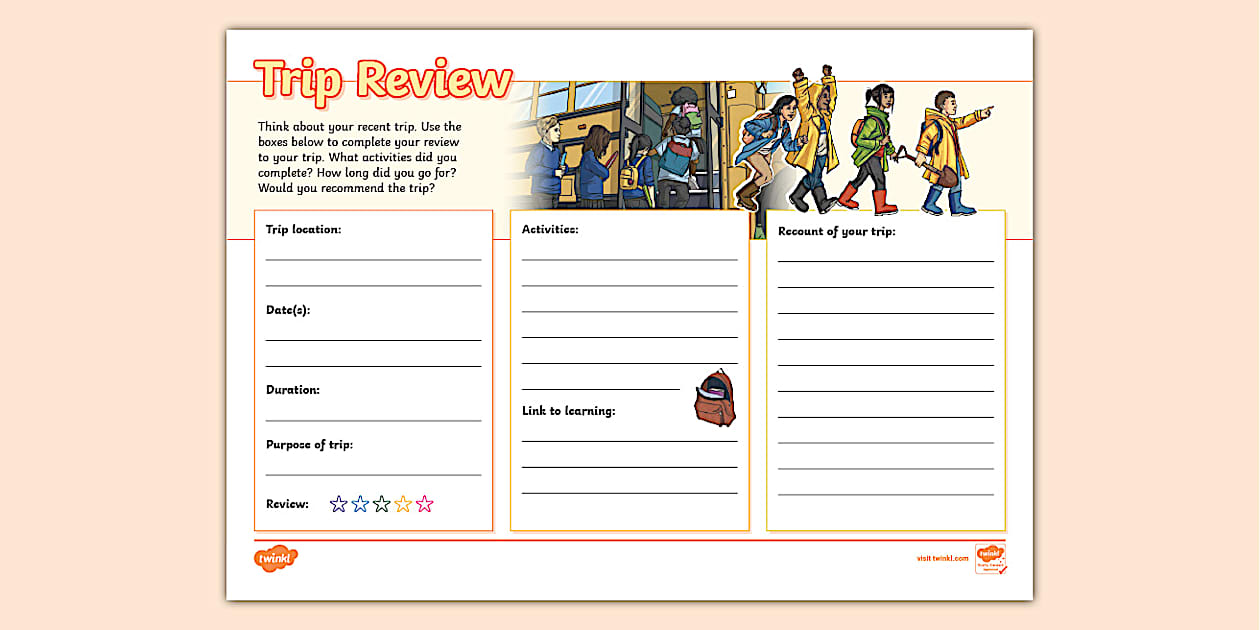 Trip Review Worksheet - Twinkl School Trip