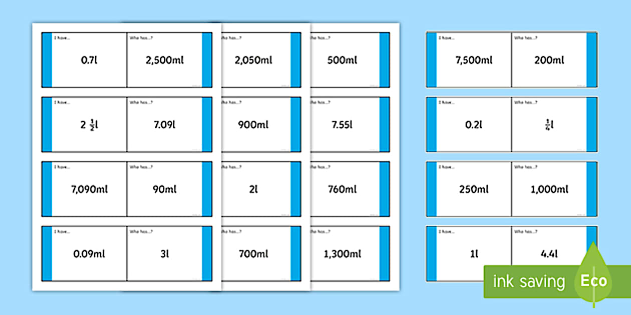 Units of Capacity Loop Card Game (Teacher-Made) - Twinkl