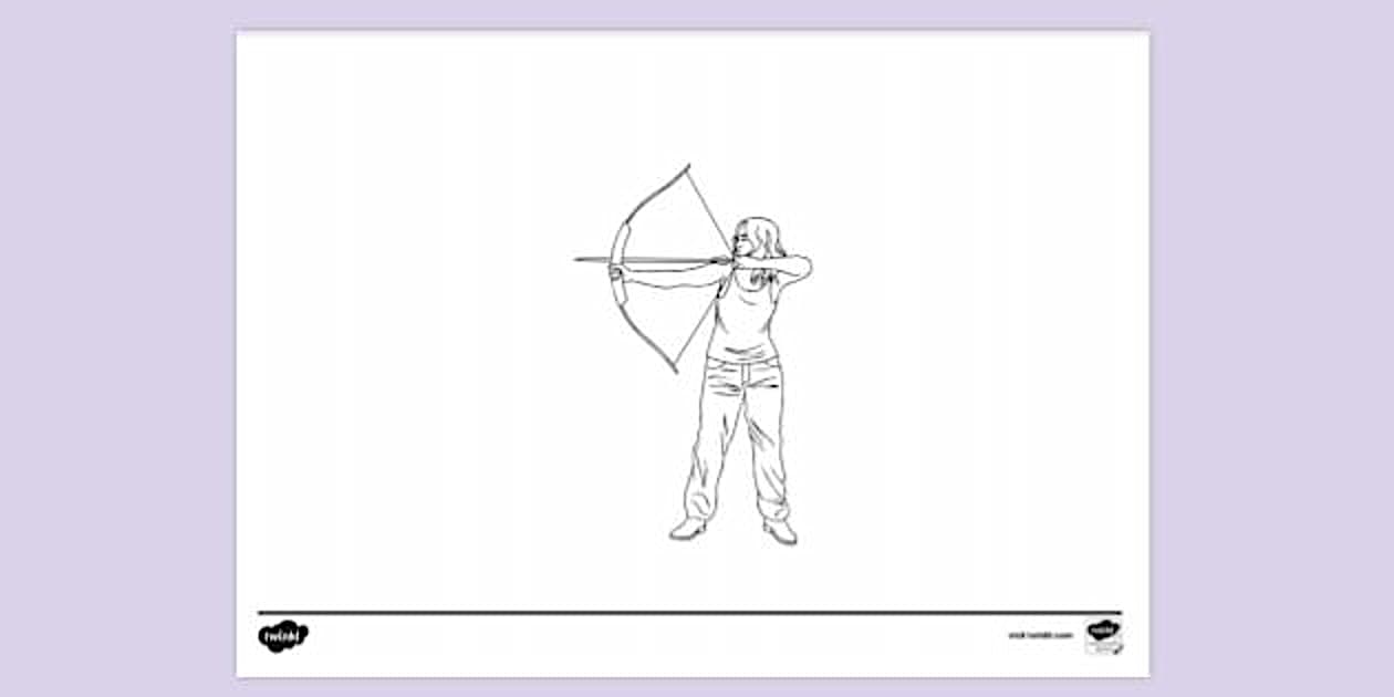 Archer Pulling Back String on Bow | Colouring Sheet | Twinkl