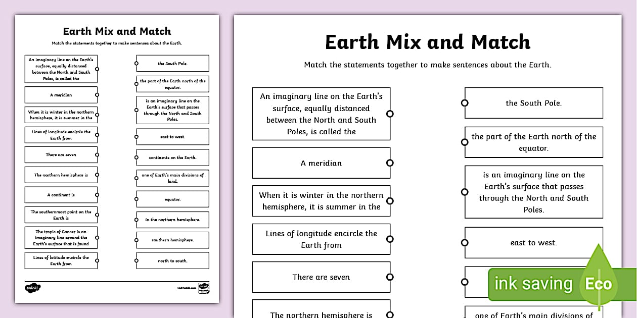 Earth Mix and Match Activity | Geography | Twinkl KS2