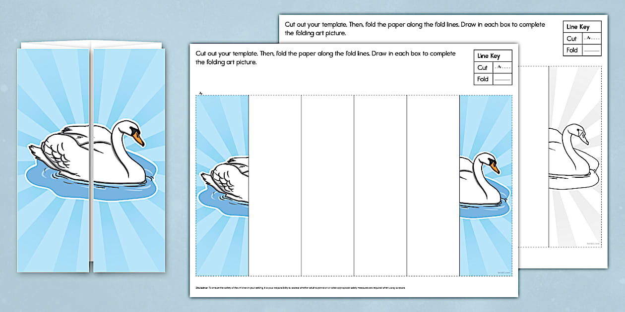 Swan Folding Art Template (Teacher-Made) - Twinkl