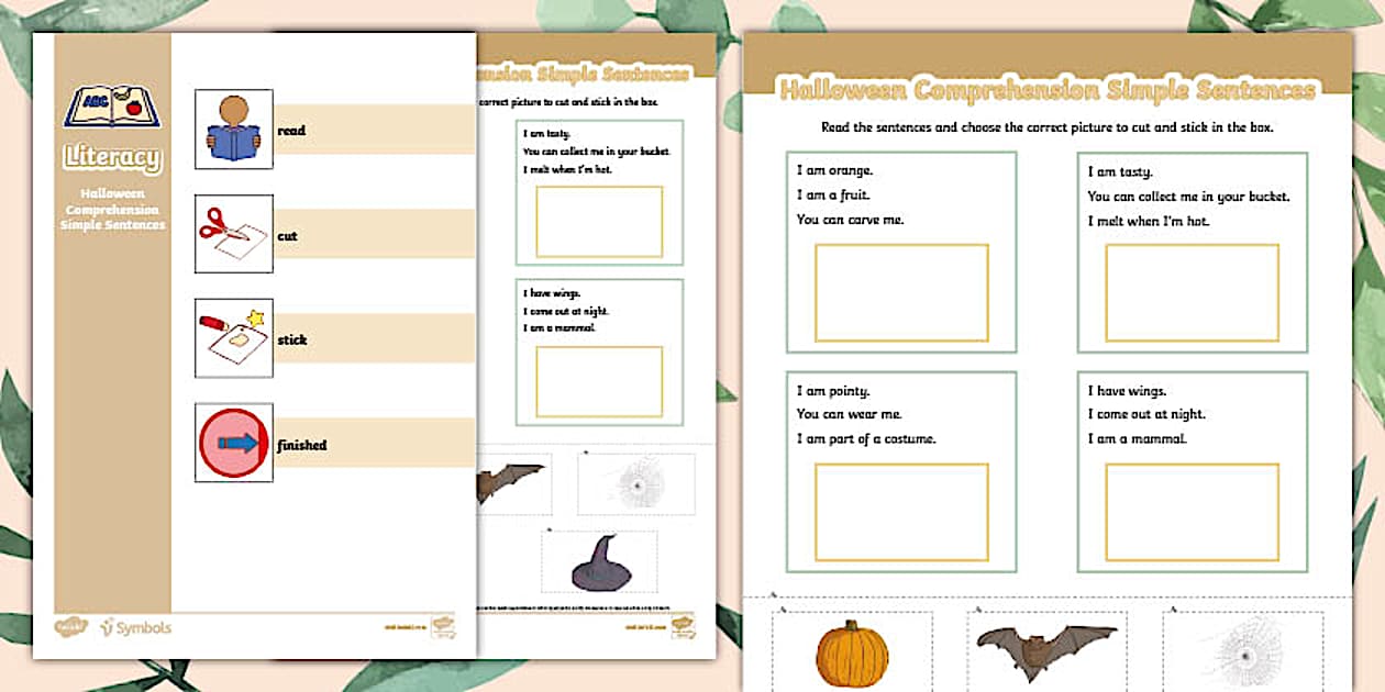 SEND Structured Steps Halloween Comprehension Simple Sentences