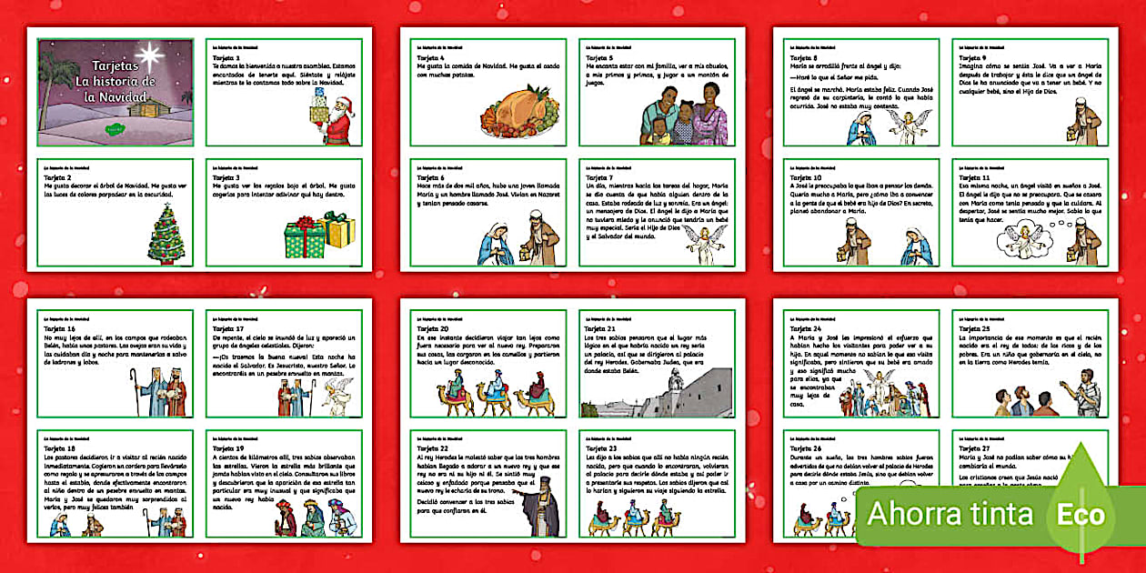 Tarjetas: La historia de la Navidad (Hecho por educadores)