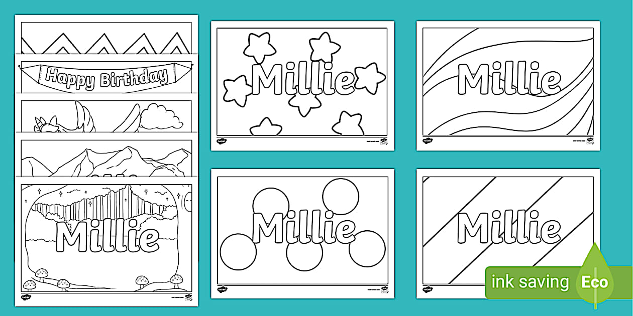 Millie Name Simple Colouring Activity Sheets | Twinkl | KS1