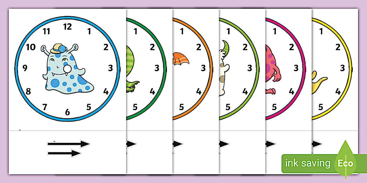 👉 Monster Clock Templates (teacher made) - Twinkl