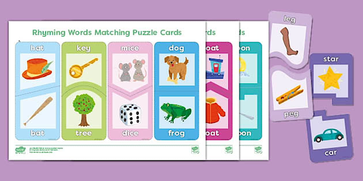 Rhyming Words Matching Puzzle Cards (teacher made) - Twinkl