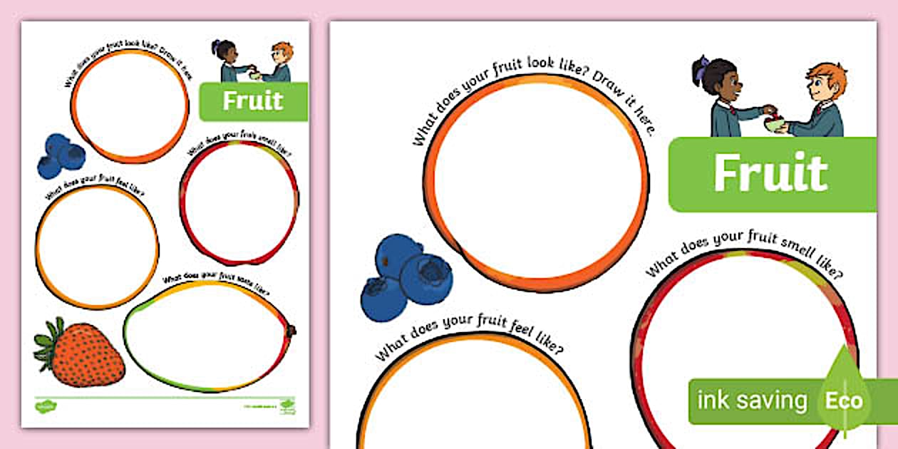 Fruits Description Worksheet (teacher made) - Twinkl