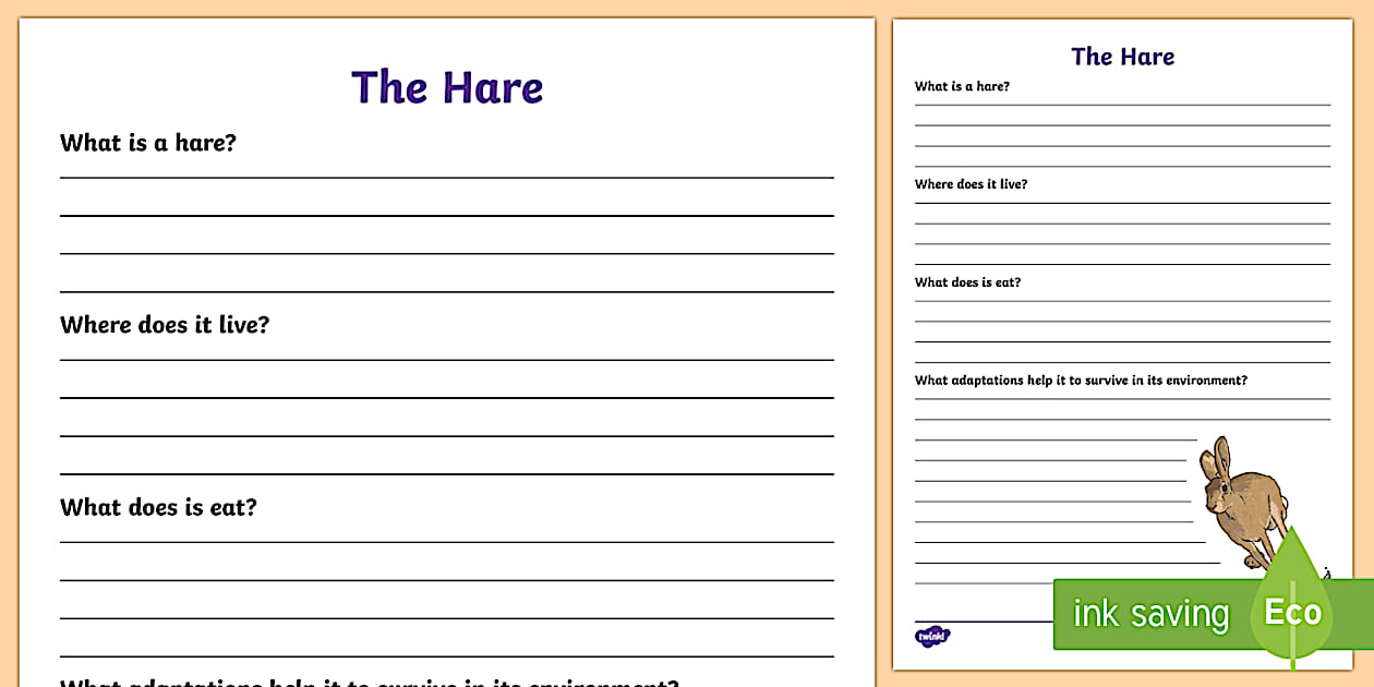 The Hare Writing Template - Twinkl