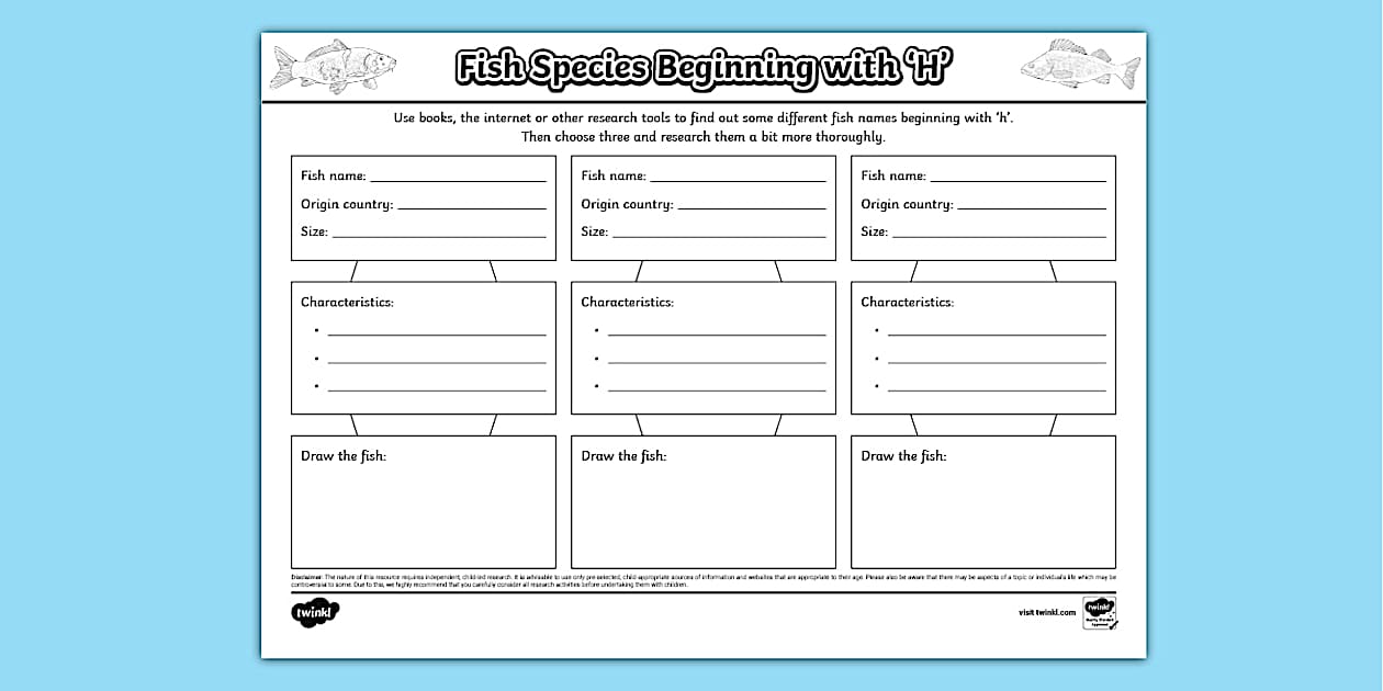 Fish Names That Start with 'H' Research Activity