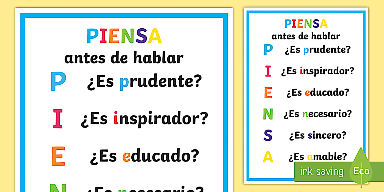 Piensa antes de hablar Póster DIN A4 (Teacher-Made)