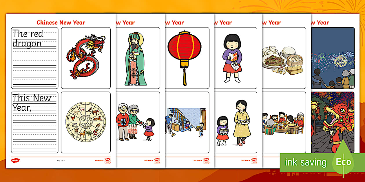Chinese New Year Simple Sentence Writing Prompt Pictures Activity