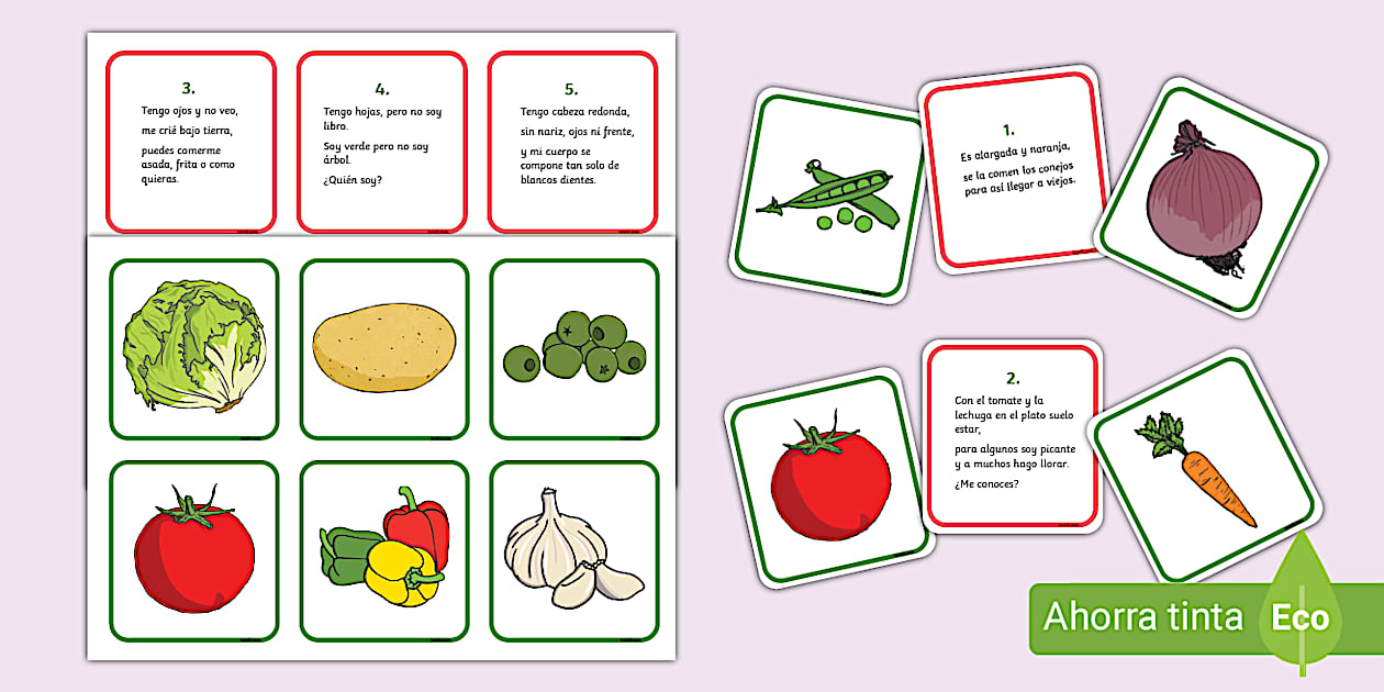 Adivinanzas de verduras - Juego de colores para niños