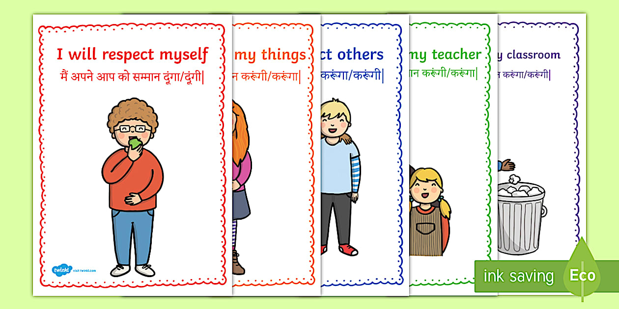 Respect in the Classroom Display Posters English/Hindi - Respect in the