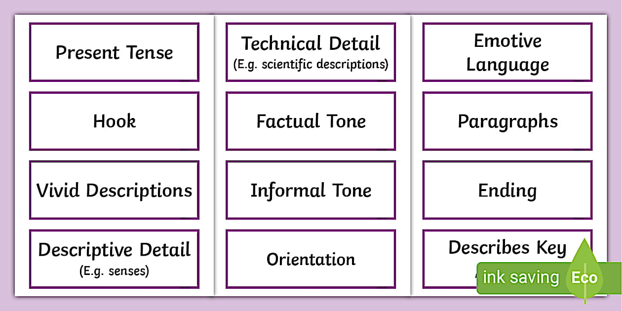 Level 3 Writing - Descriptive Writing Word Cards - Twinkl