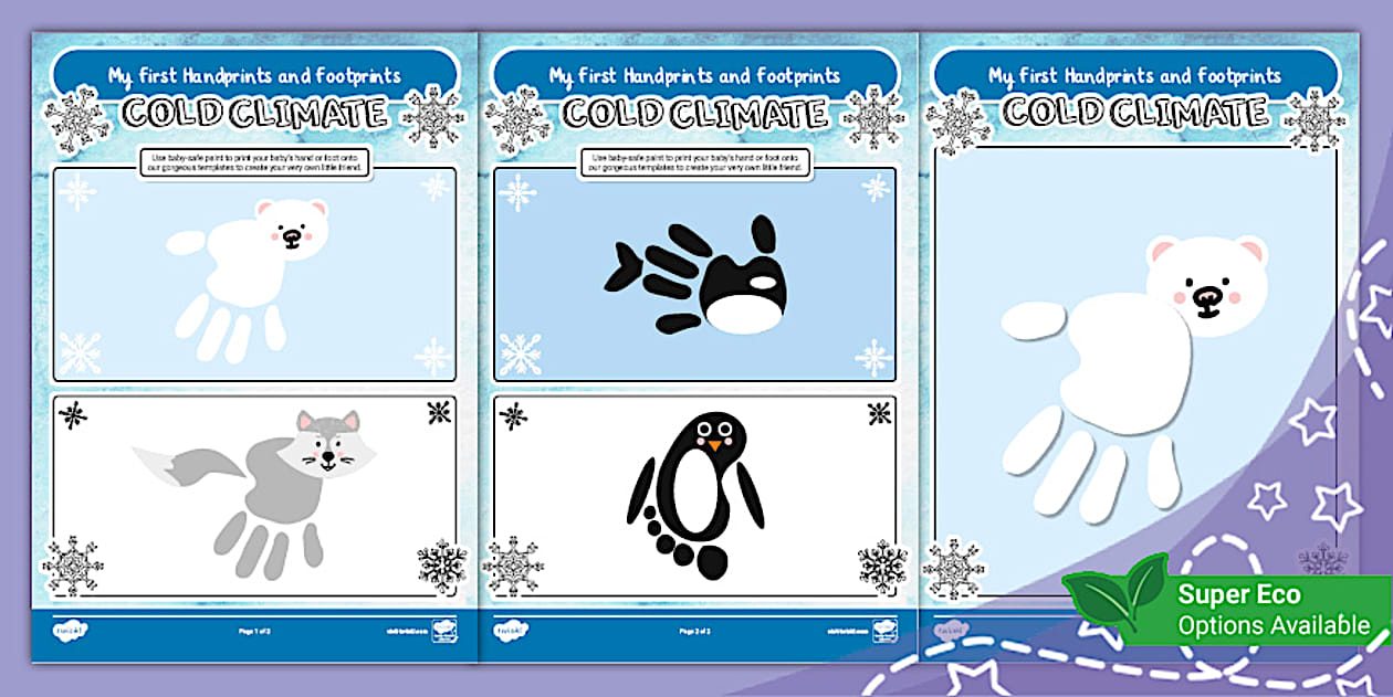 Cold Climate Animals Hand and Footprint Art