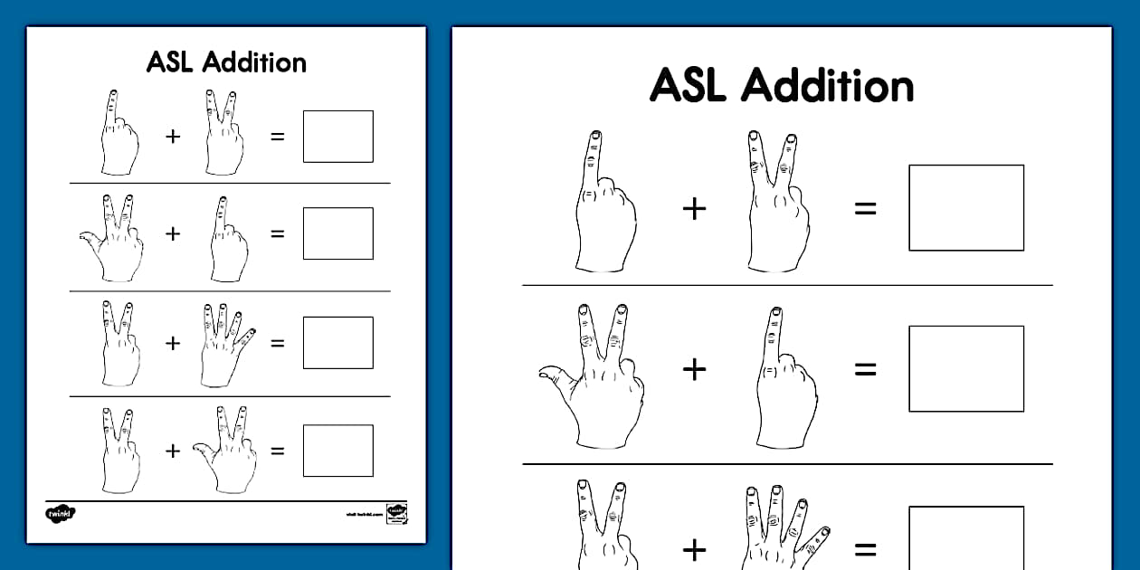 ASL Single-Digit Addition Worksheet (teacher made) - Twinkl