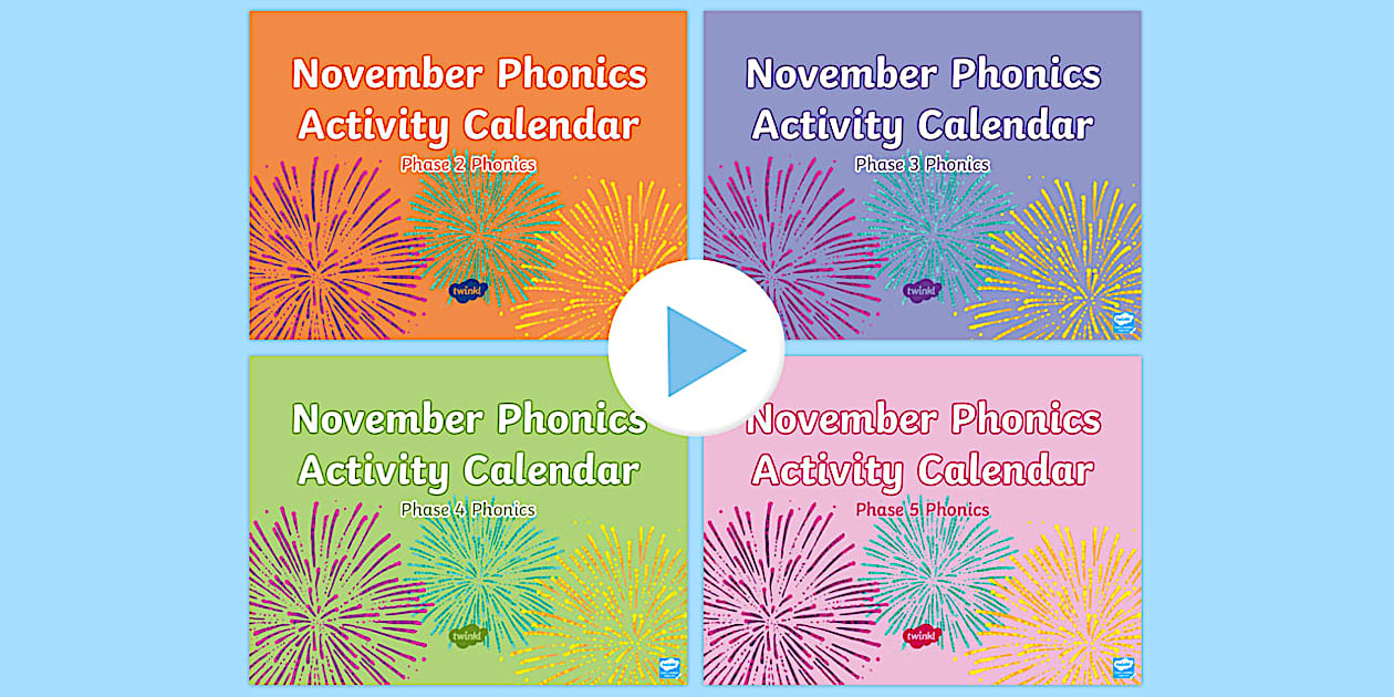 November Phonics Activity Calendar PowerPoint Pack - Twinkl