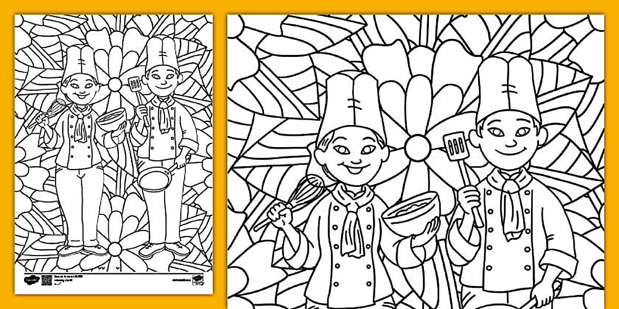 Mindfulness Chef Colouring Page (creat de profesori)
