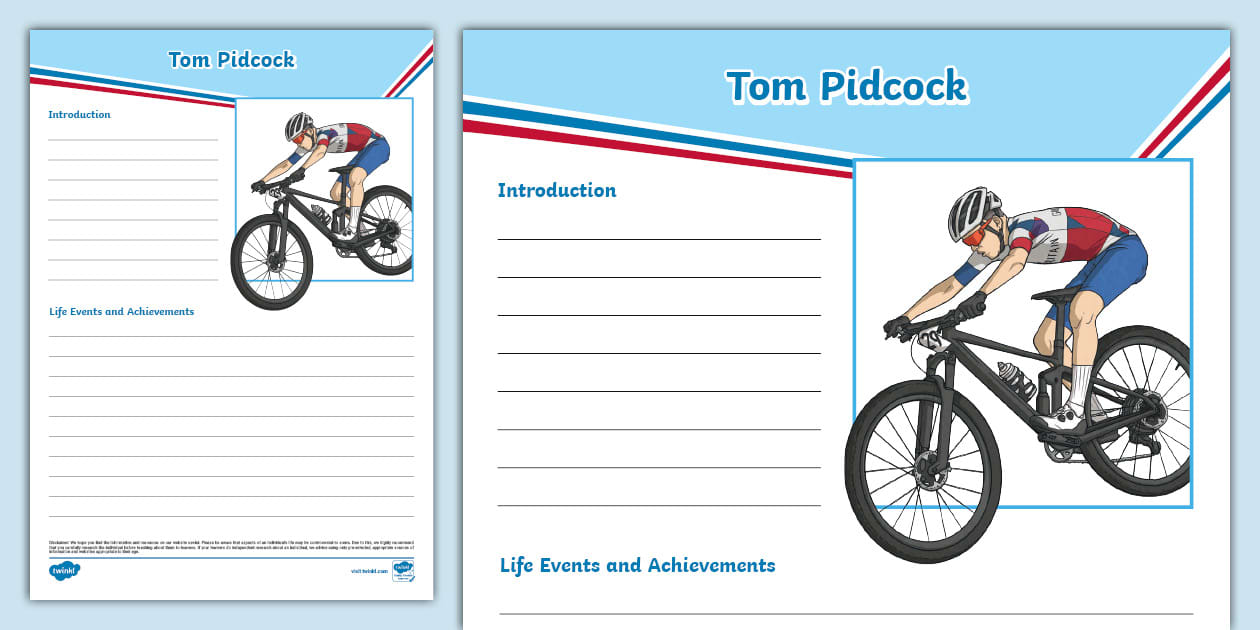 Tom Pidcock KS2 Biography Template (Teacher-Made) - Twinkl