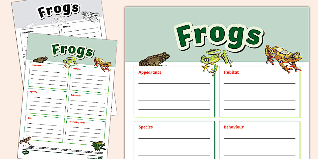 Frogs Fact File Template (teacher made) - Twinkl