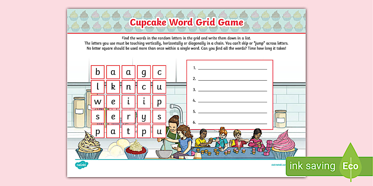 Cupcakes Word Grid Game (teacher made) - Twinkl