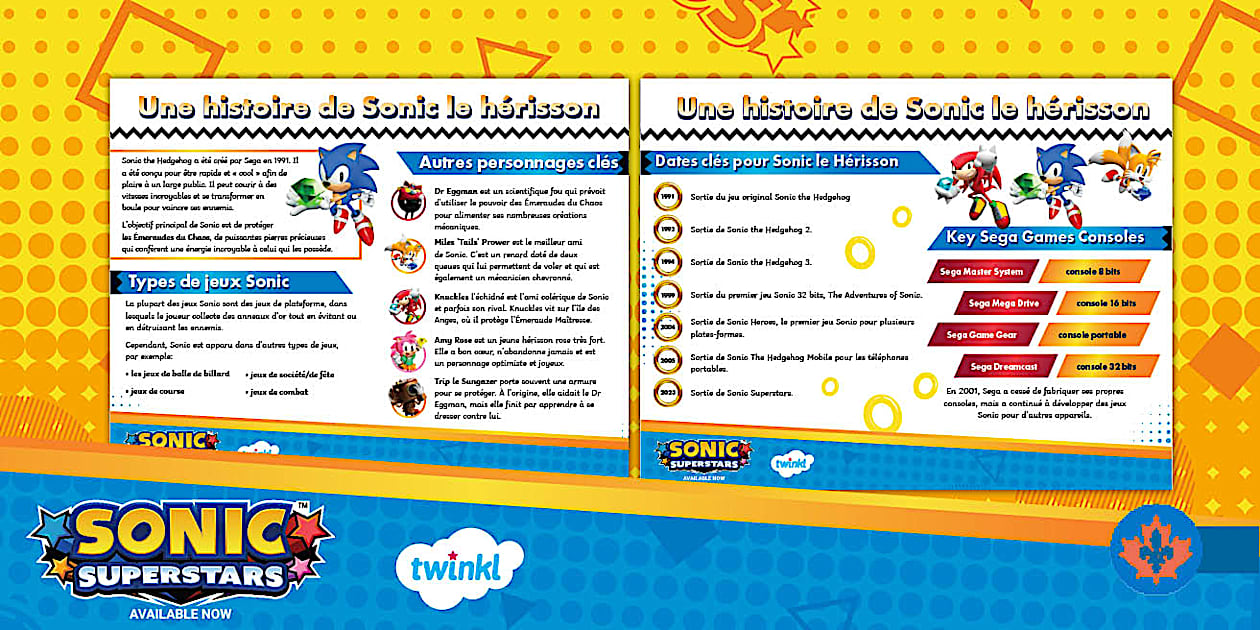 Sonic: A History of Sonic the Hedgehog Fact File French