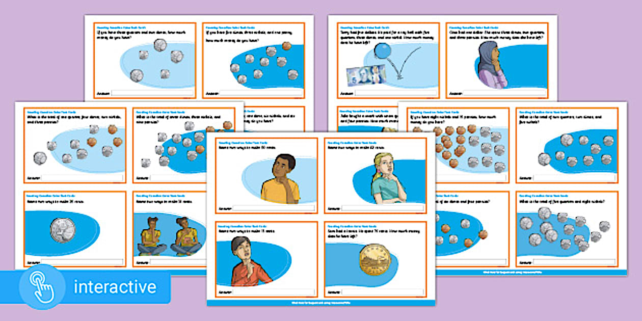 Canadian Money Task Cards - Interactive Resource - Twinkl