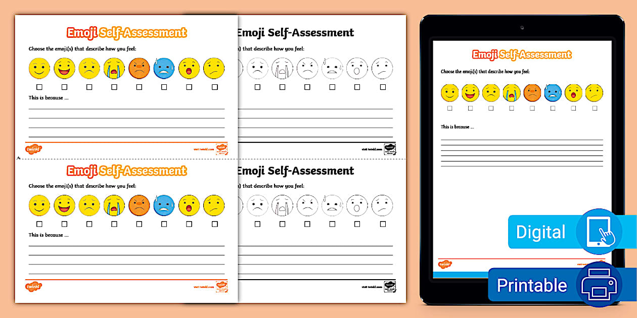 😊 Emoji Self Assessment Worksheet Sheet for Kids | Twinkl USA