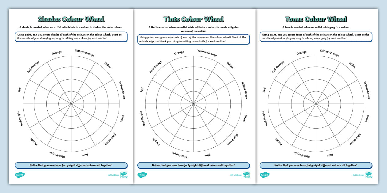Tints, Tones and Shades Colour Wheel Activity Pack - Twinkl