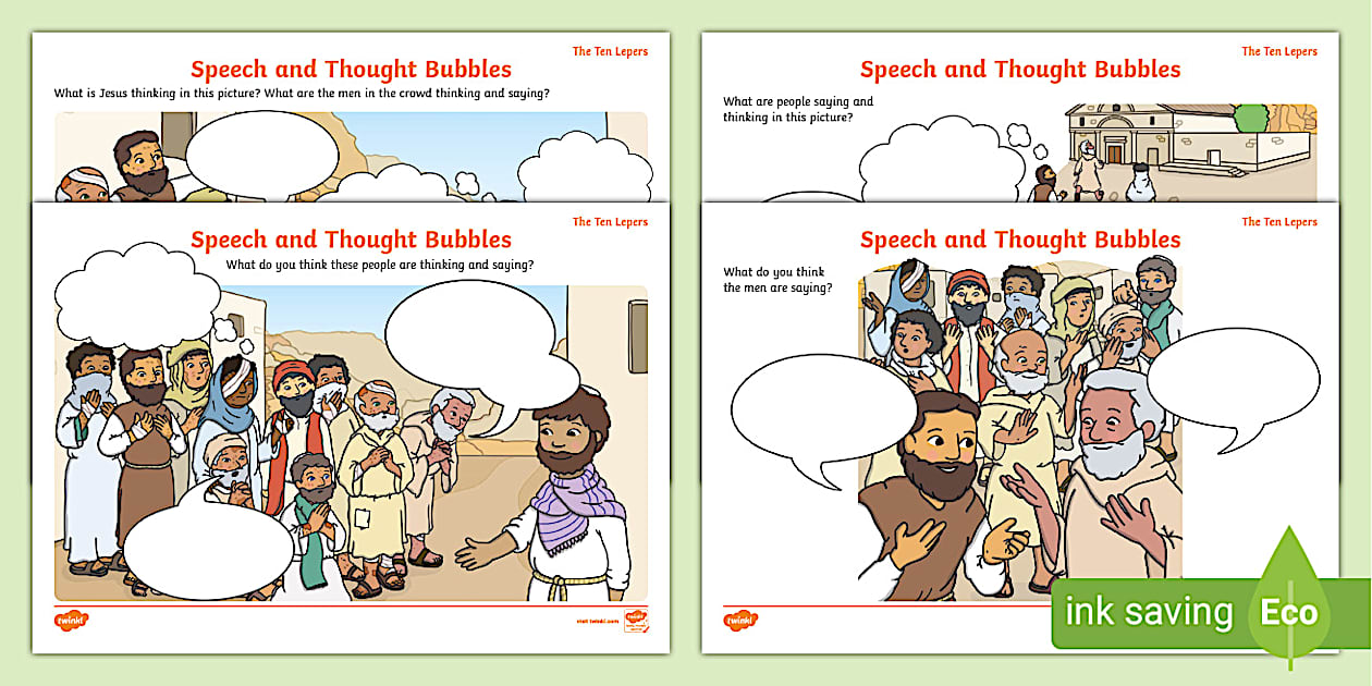 The Bible Story of the Ten Lepers Speech/Thought Worksheets