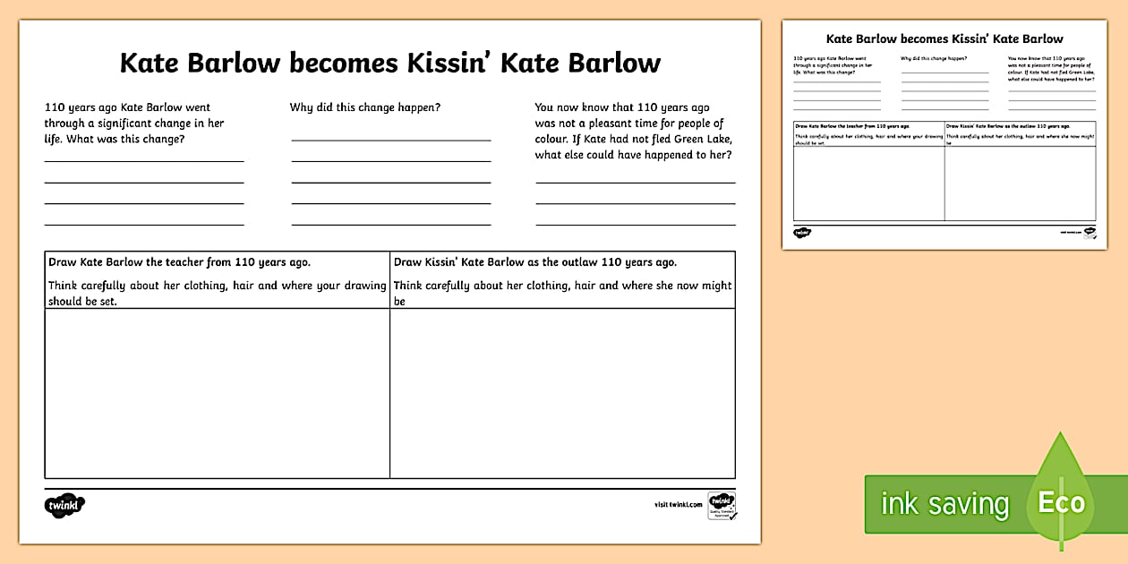 Kate Barlow to Kissin' Kate Worksheet / Worksheet to Support Teaching ...