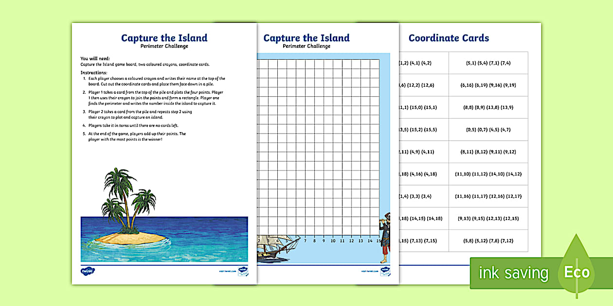 Coordinates and Perimeter Island Game (Teacher-Made)