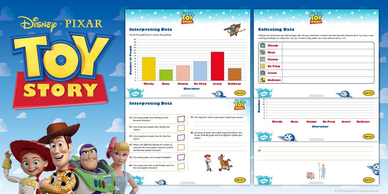 👉 Toy Story: Favourite Toys Bar Graph Activity Pack [Ages 7-9]