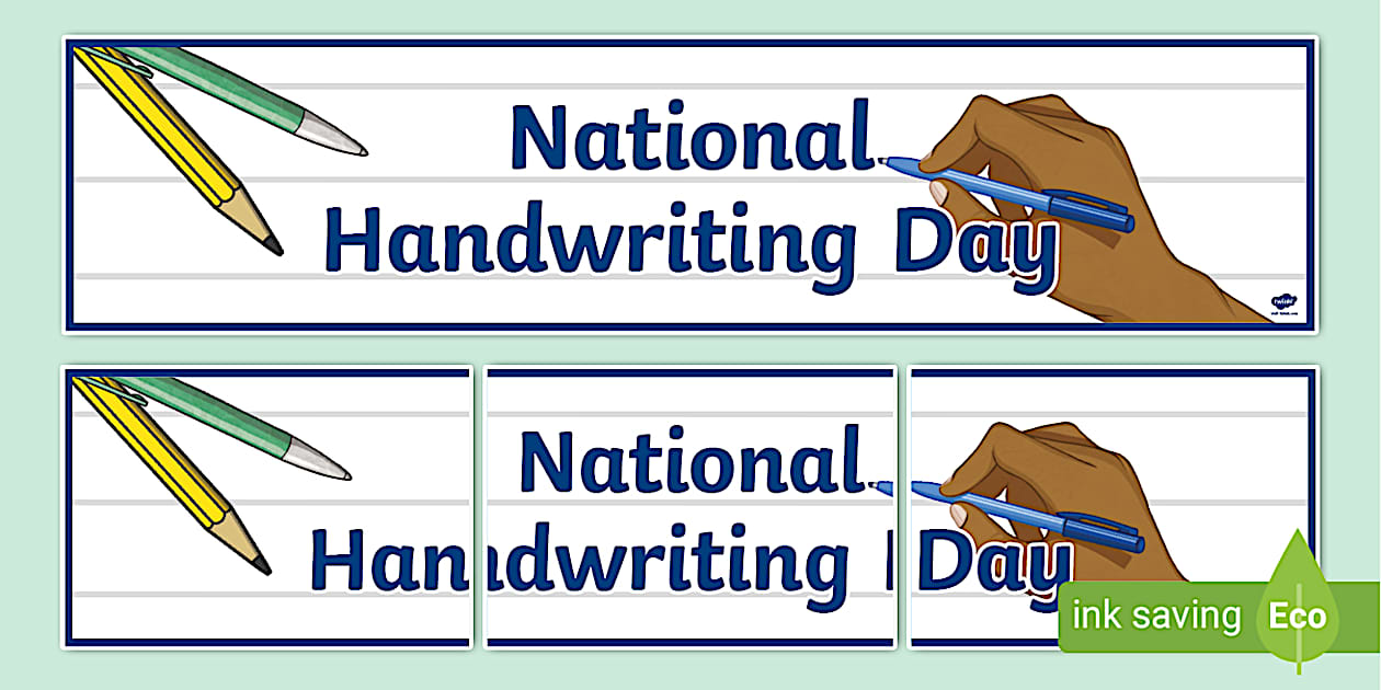 Cursive National Handwriting Day Display Banner - Twinkl