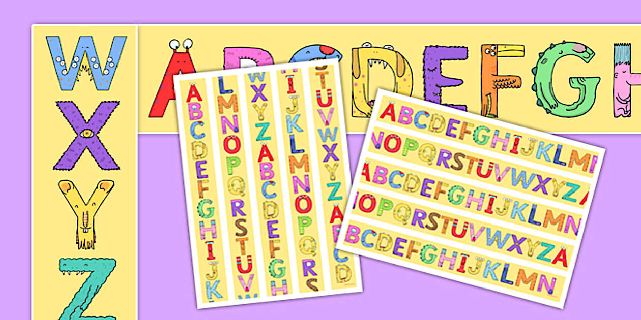 Upper Case Monster Alphabet Display Borders - Twinkl