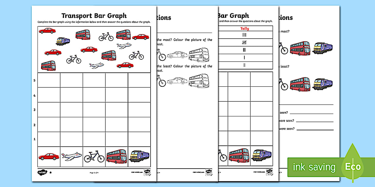 Editable Bar Graphs with Transport Differentiated Worksheets