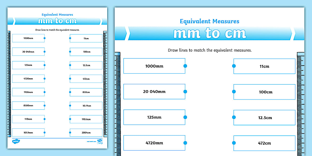 👉 Equivalent Measures: mm to cm Activity Sheet - Twinkl