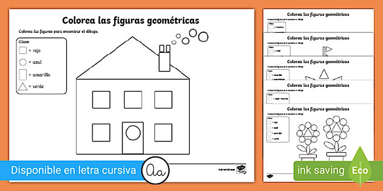 Hojas de actividad: figuras geométricas para colorear