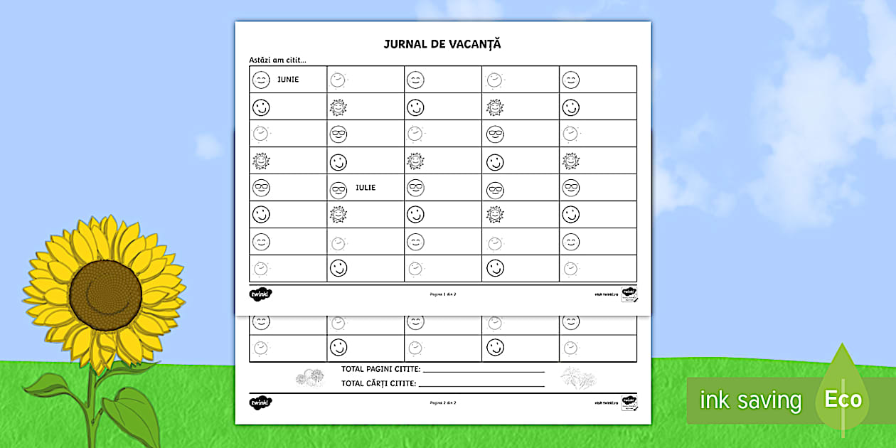 Jurnal de lectură pentru vacanța de vară Fișă de activitate