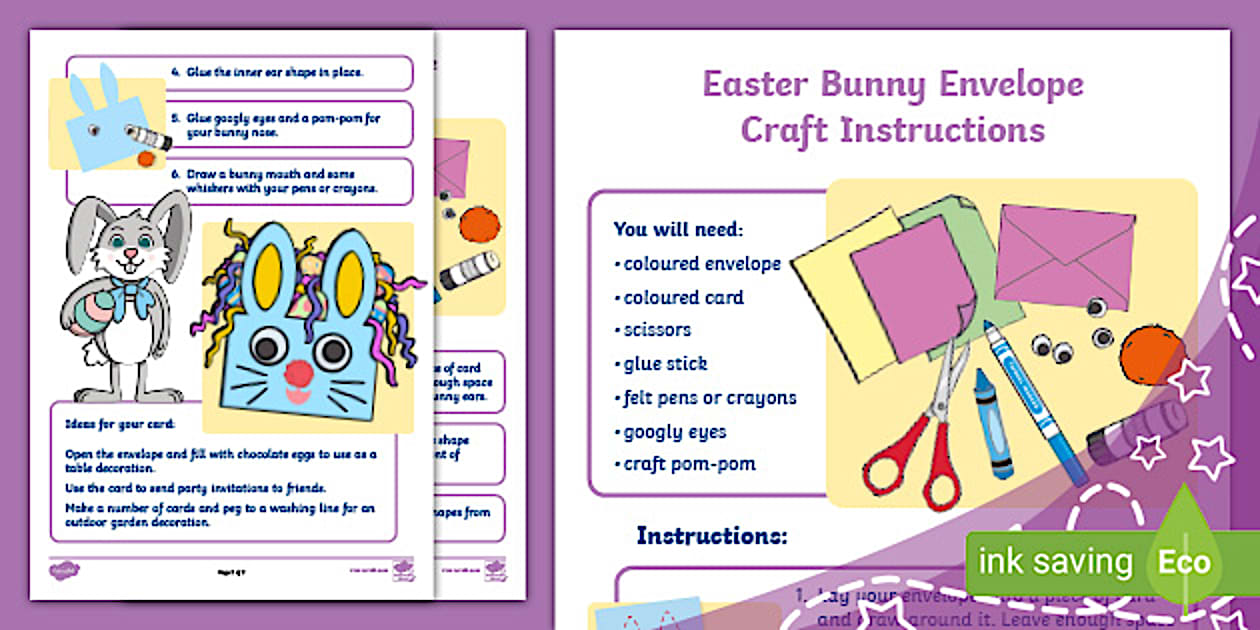 Easter Bunny Envelope Craft Instructions - Twinkl