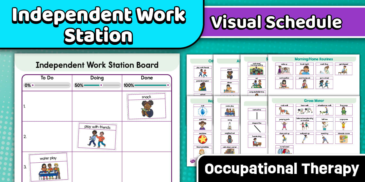 Independent Work Station Visual Schedule for Occupational Therapy and