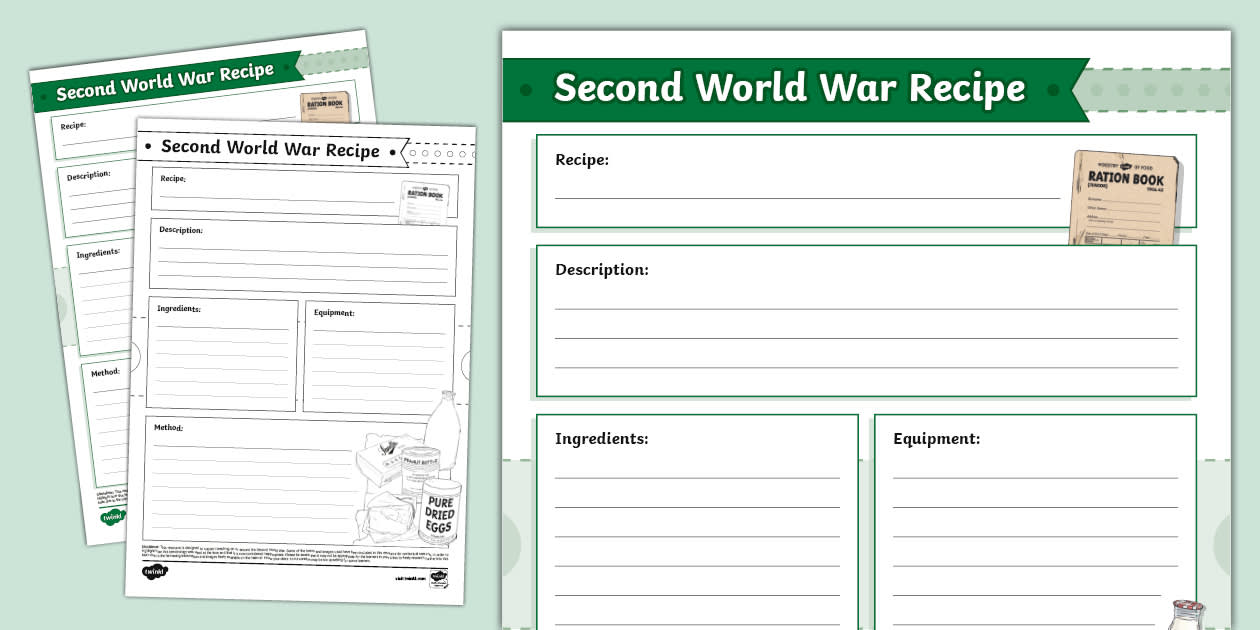 Second World War Recipe Writing Template - Twinkl